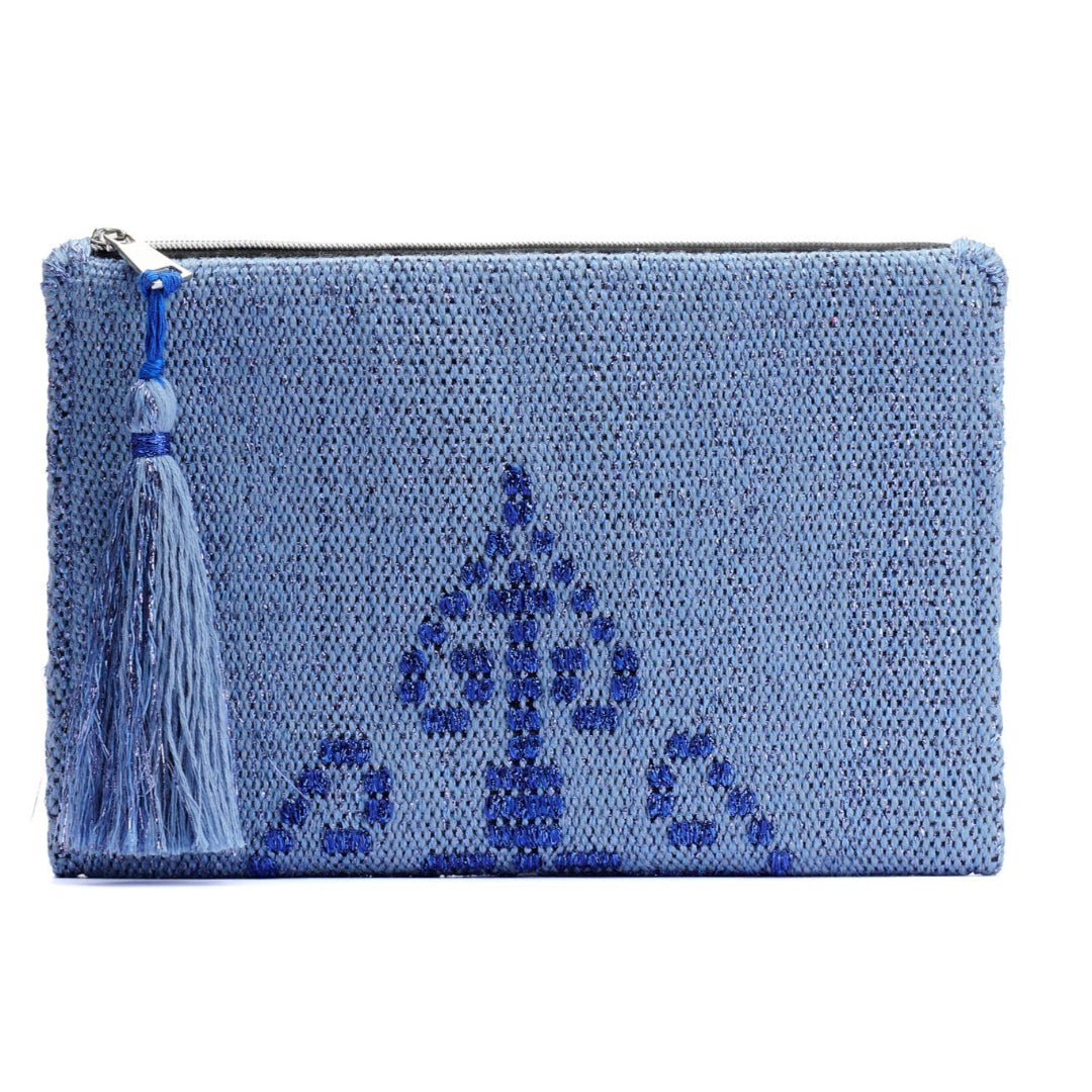 Talo Blue Designer Clutch - Greek Artisan Handmade Bag - Argalios