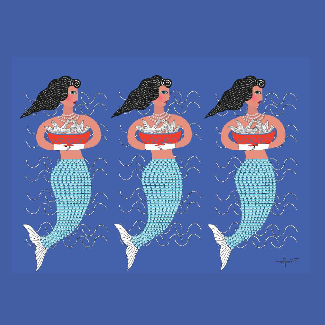The Three Mermaids Wall Art - Greek Sea Trio Print - Antonia Iroidou